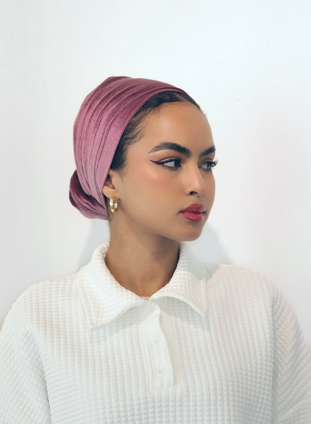 Pink velvet turban – Haneenalsaify